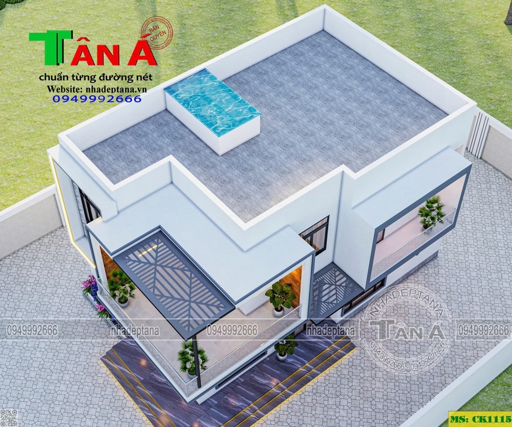 Mẫu 2 tầng mái bằng hiện đại đẹp tại Thái Bình